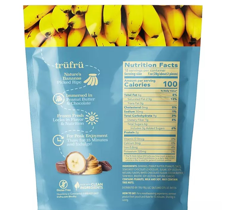 Tru Fru Bananas In Peanut Butter Dark Chocolate Frozen 18 Oz Jarasim